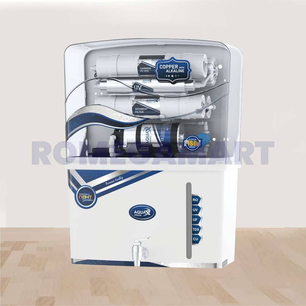 AquaX Prime White With Blue Transparent 12 Liter Storage RO+UF+UV+TDS ...